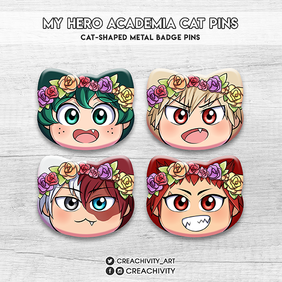 My Hero Academia Cat Shaped Button Pins - Cosplay.ph