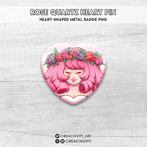 Steven Universe Rose Quartz Matte Heart-shaped Pins - Cosplay.ph